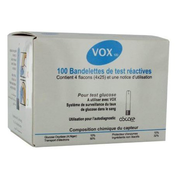 Bandelettes pour glucomètre parlant Vox - par 100