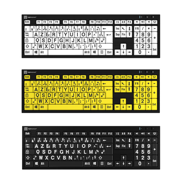 Clavier Grands caractères Nero PC avec lampe pour malvoyant